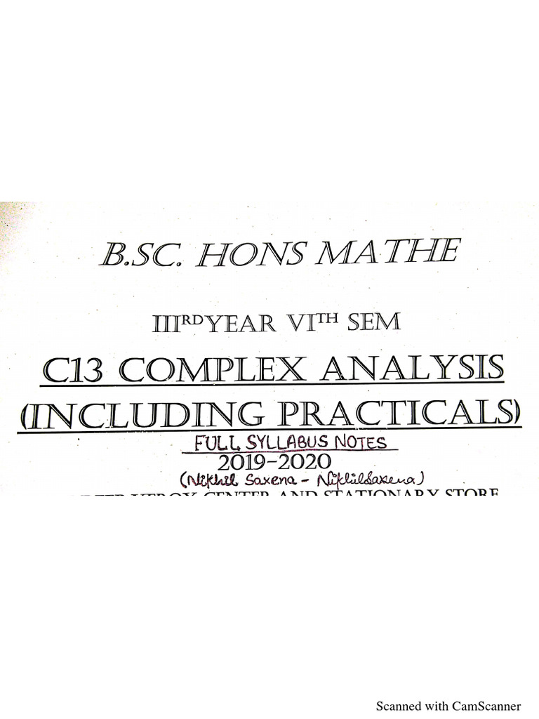 Complex Analysis - (Full Syllabus) | PDF