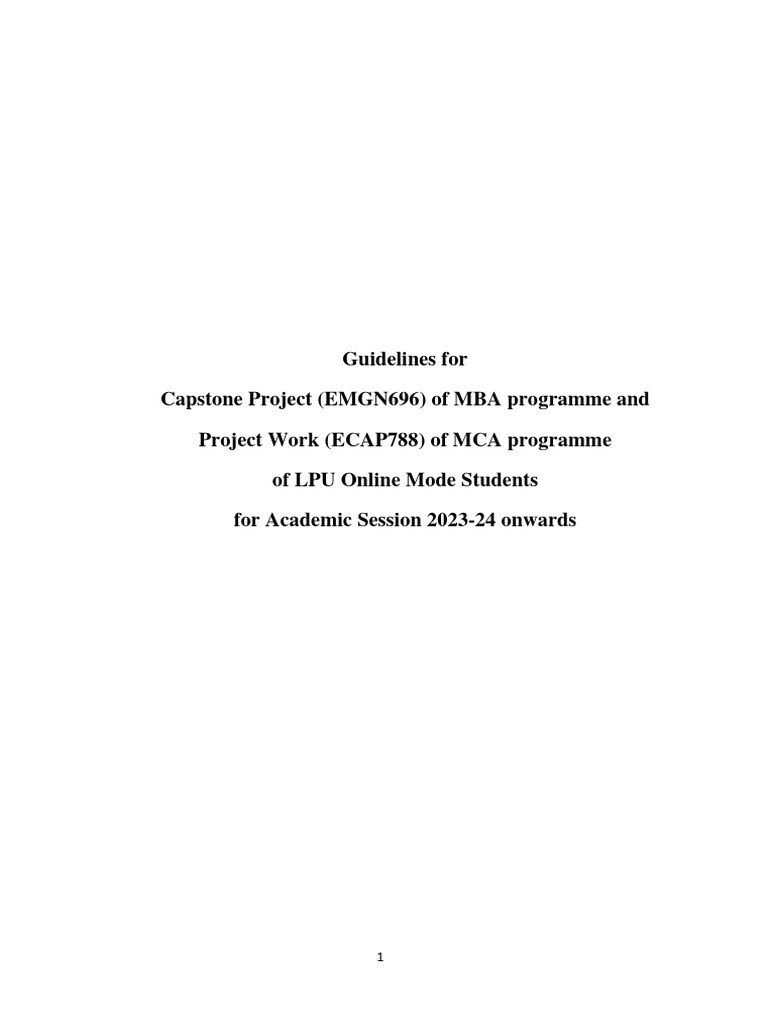 Capstone Project Guidelines | PDF | Master Of Business Administration ...