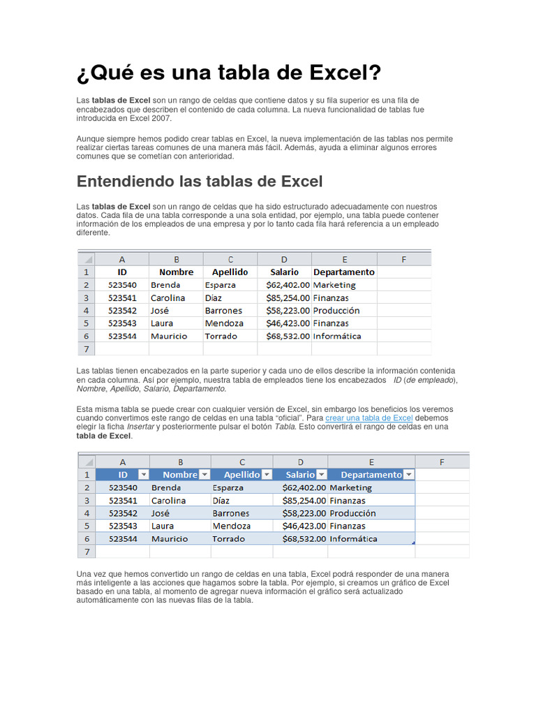 Guía de Tablas en Excel para Principiantes | PDF | Microsoft Excel ...