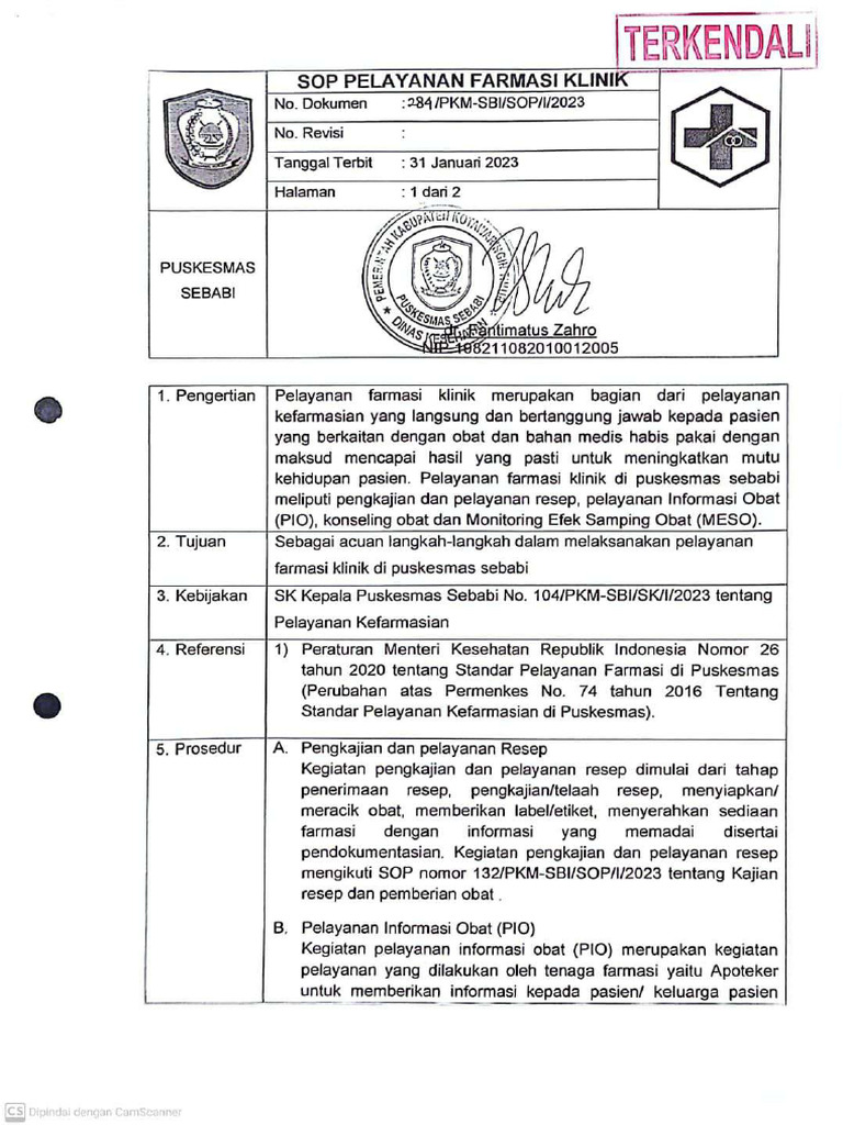 2. SOP Pelayanan Farmasi Klinik | PDF