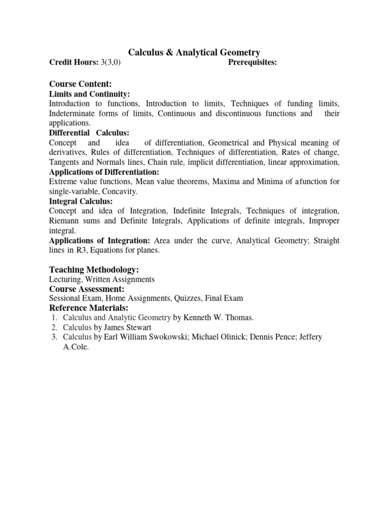 Calculus and Analytic Geometry | PDF