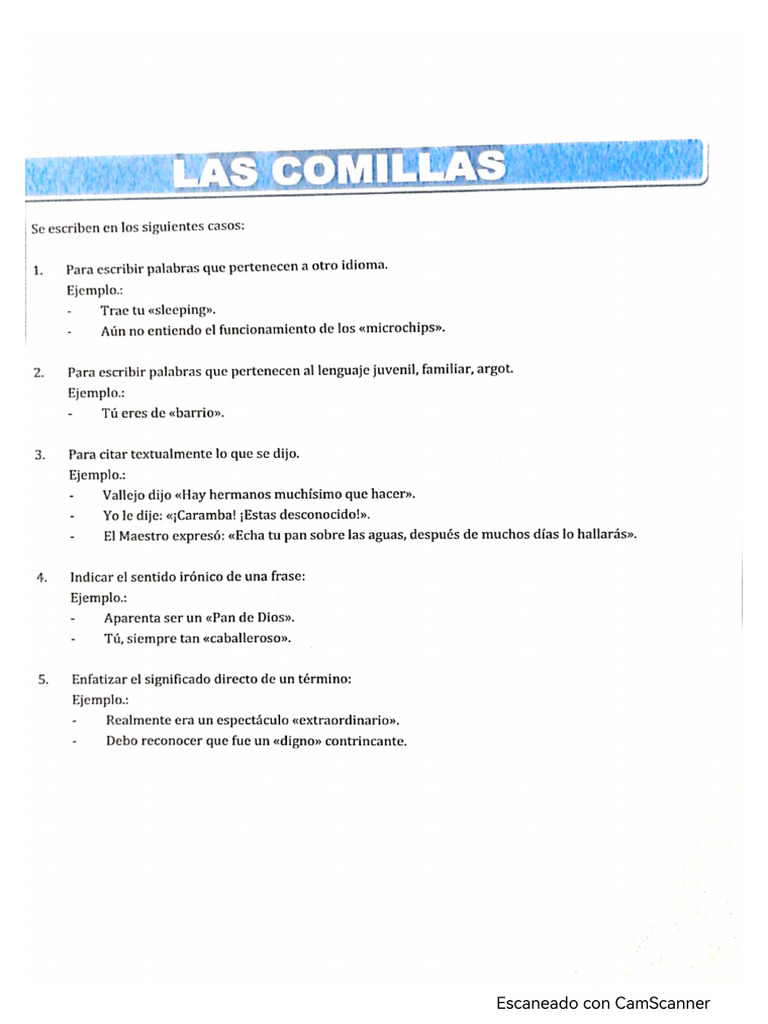 Uso de Las Comillas. | PDF