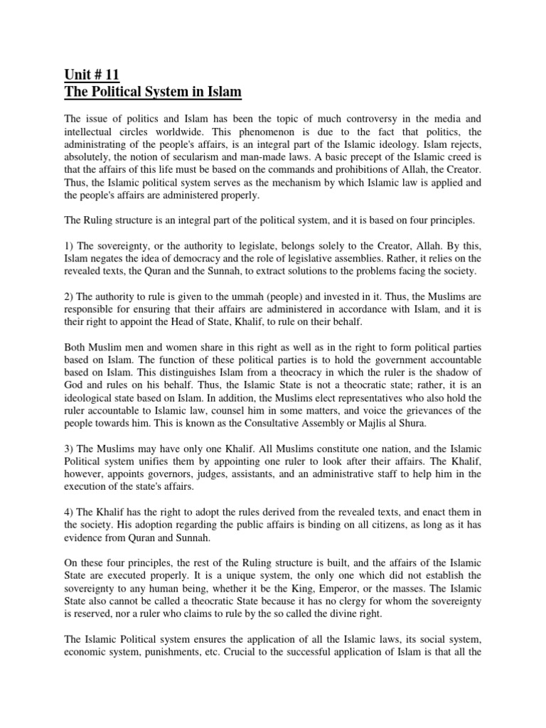 Islamic Political System Explained | PDF | God In Islam | Citizenship
