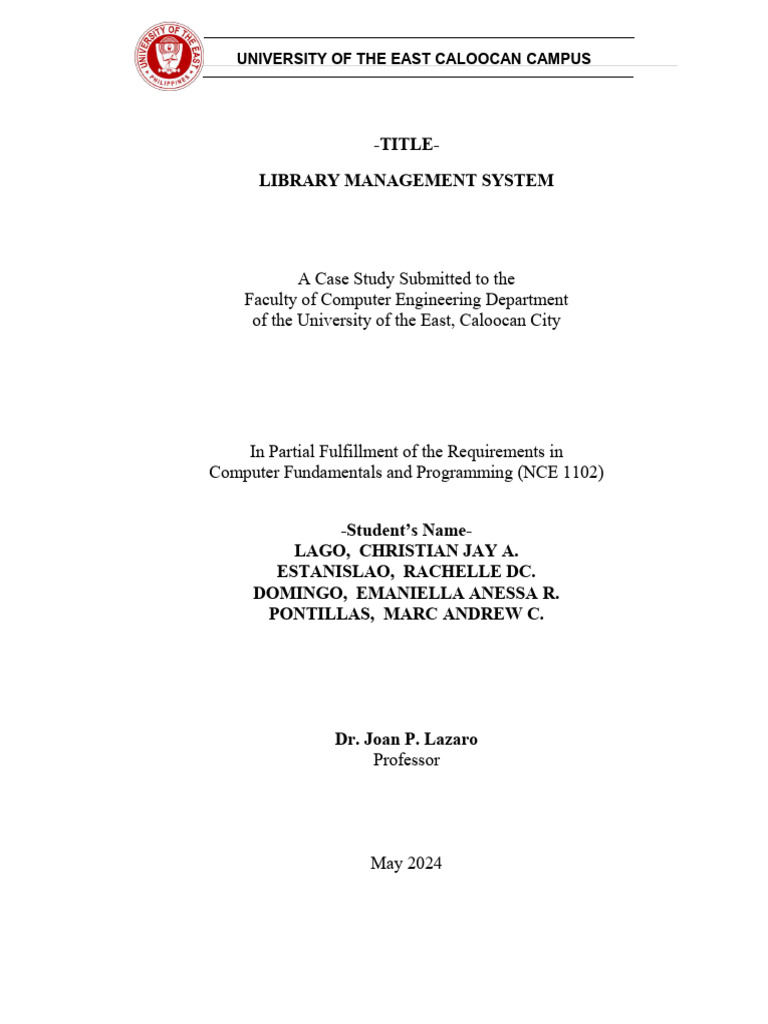 Group LDRP NCE 1102 Case Study | PDF | Libraries | Library (Computing)