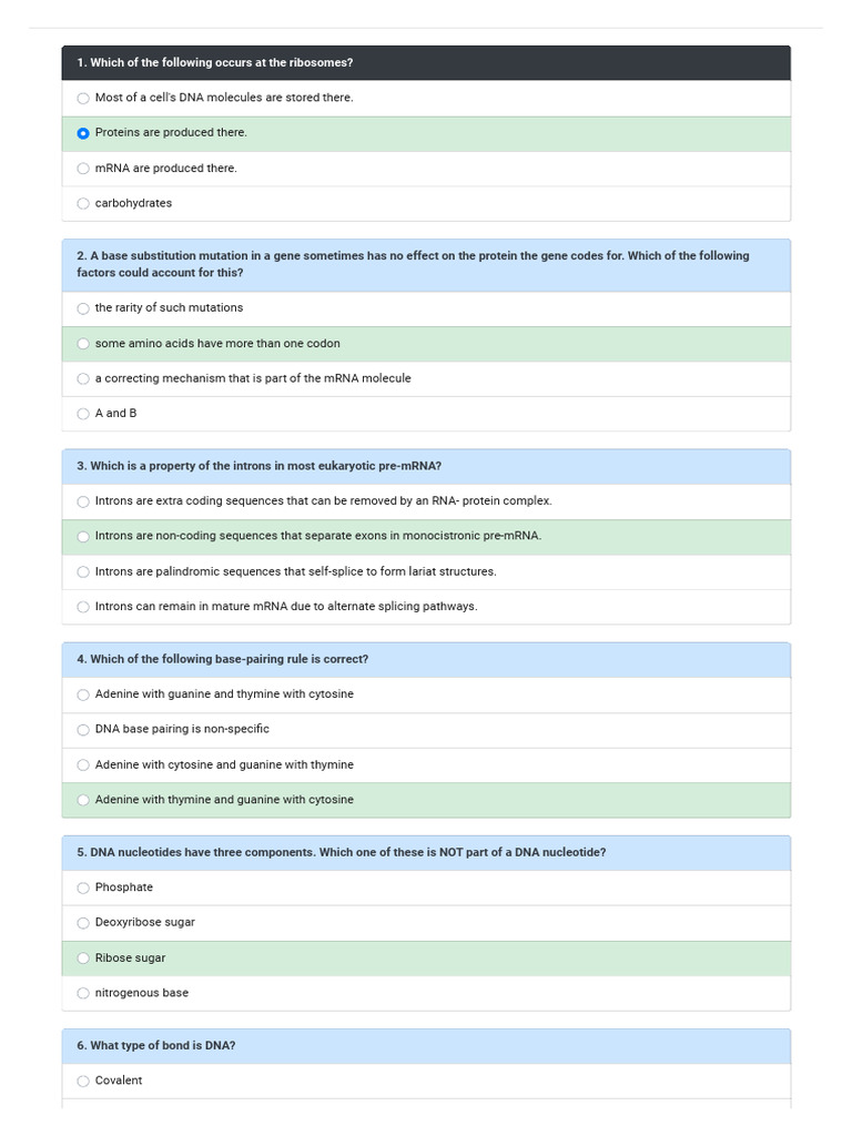 DNA Replication and Genetic Code Quiz | PDF | Dna | Dna Replication