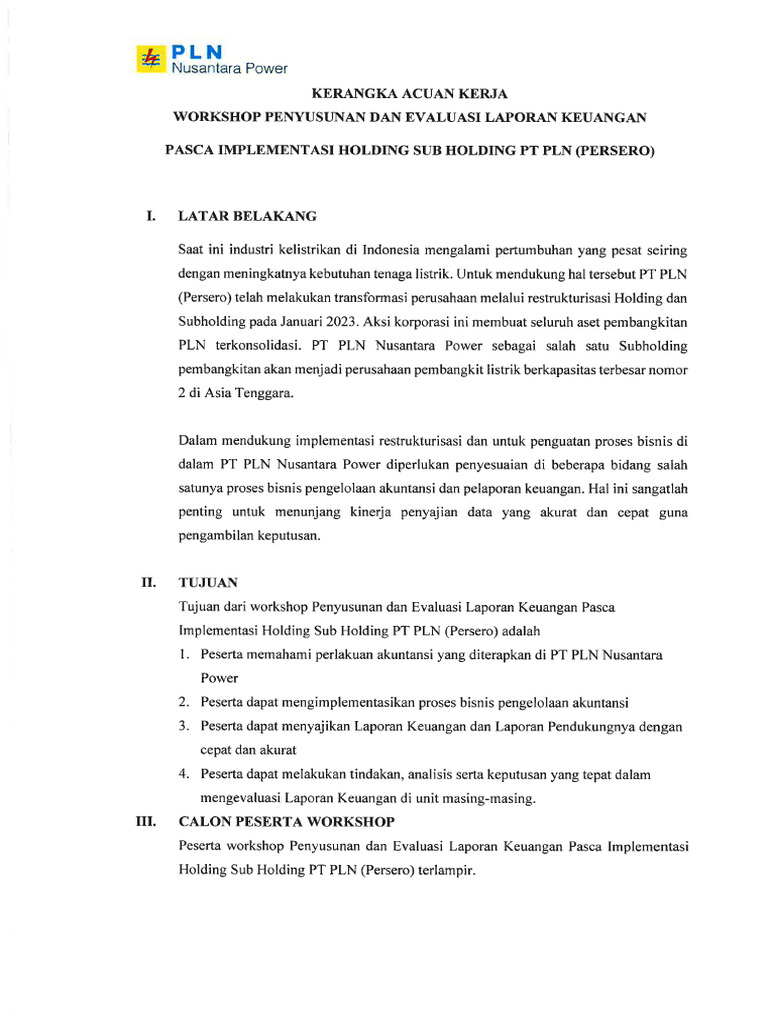 KAK Workshop Penyusunan LK | PDF