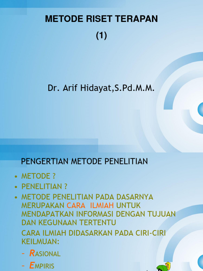 Metode Riset Terapan - 1+2 | PDF | Bisnis
