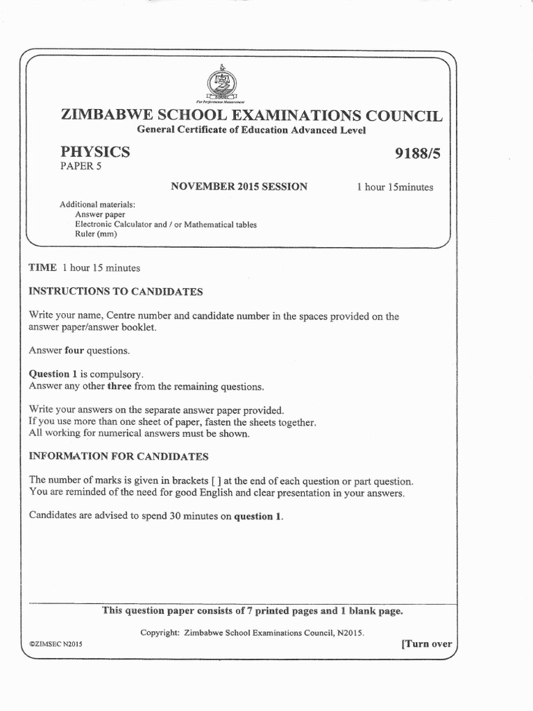 2015 Nov Physics Paper 5 9188 | PDF | Temperature | Radioactive Decay