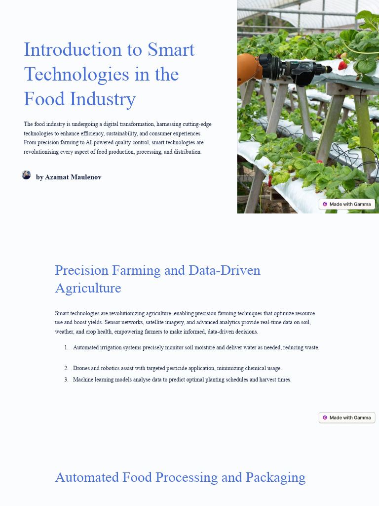 Introduction To Smart Technologies in The Food Industry | PDF ...