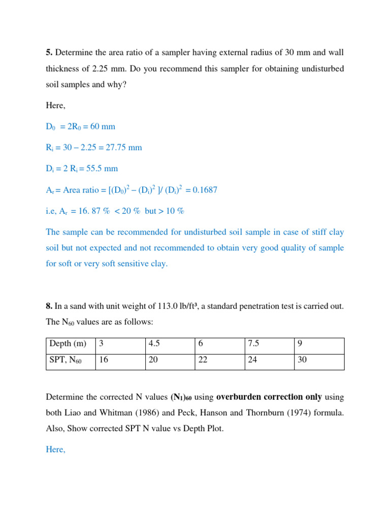 Tutorial-1 Solutions of Numericals | PDF | Civil Engineering