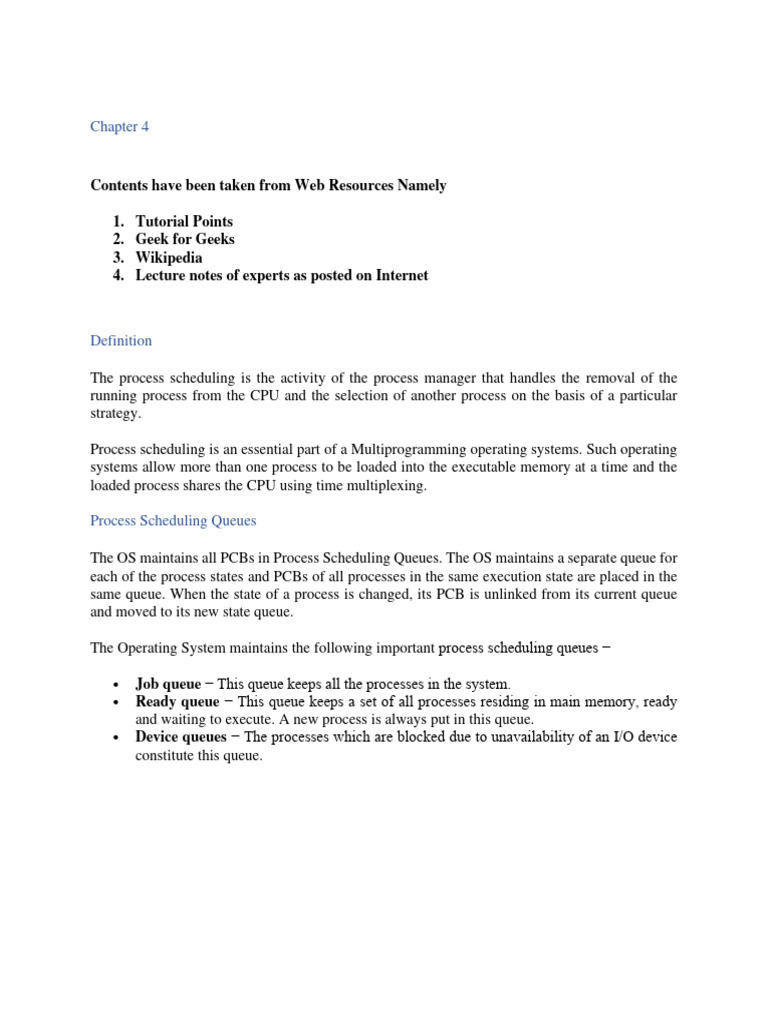 COA chapter 4 | PDF | Scheduling (Computing) | Process (Computing)