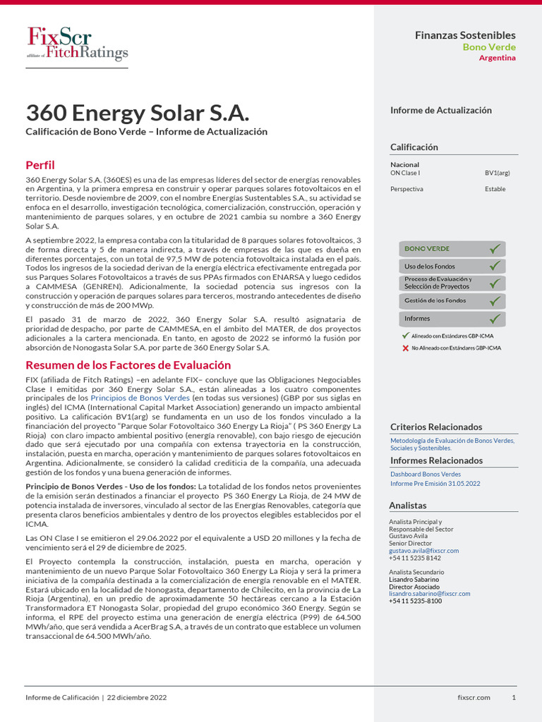 360 Energy Solar S.A. (Ex Energias Sustentables S.A.) | PDF ...