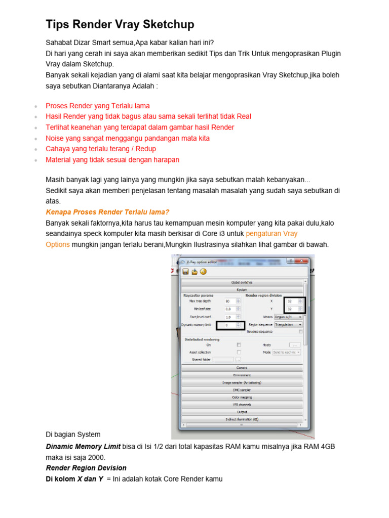 Tips Render Vray Sketchup | PDF