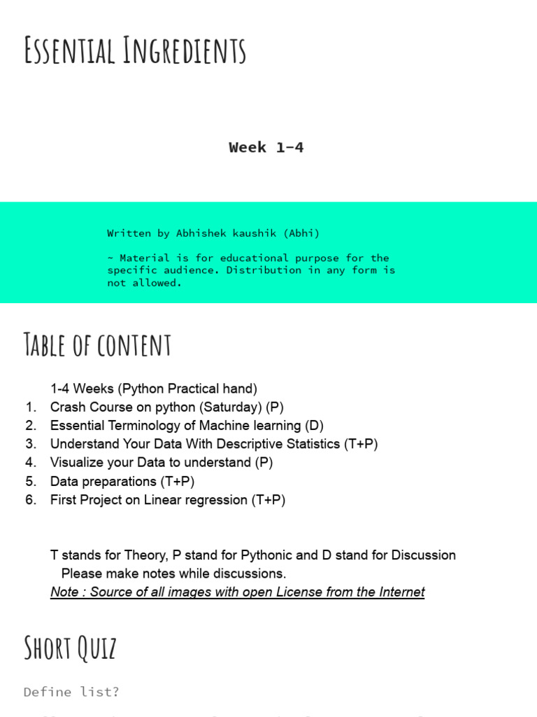 Machine Learning Ess - Week 1-4week | PDF | Linear Regression | Errors ...