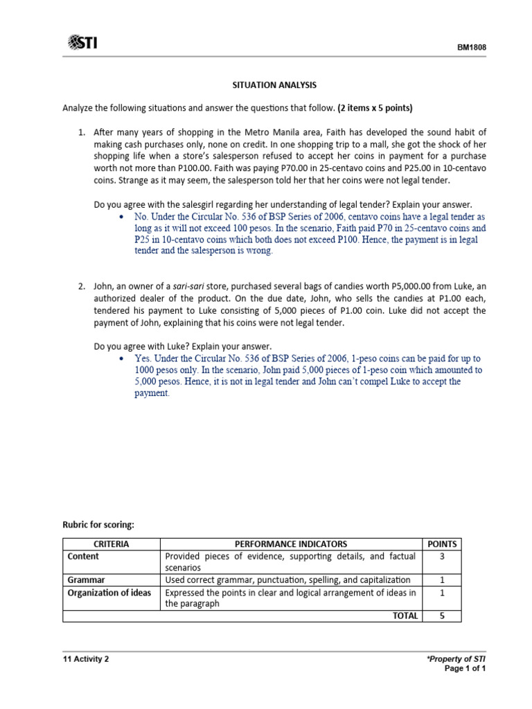 Legal Tender Analysis in Transactions | PDF | Legal Tender | Currency