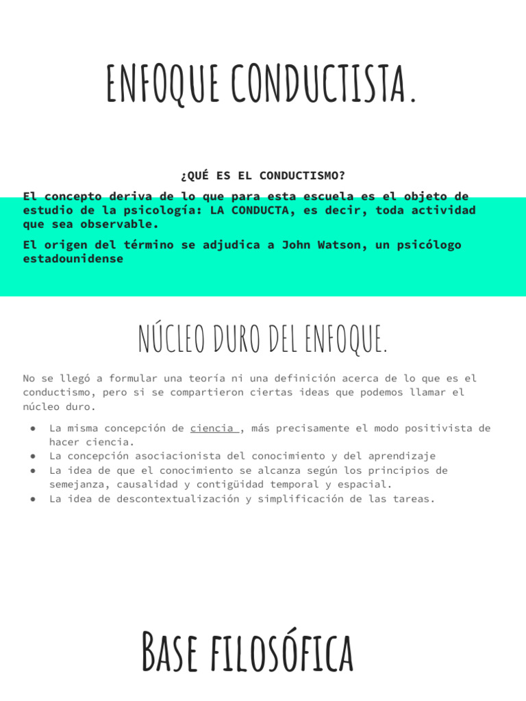 Enfoque Conductista. | PDF | Behaviorismo | Sicología