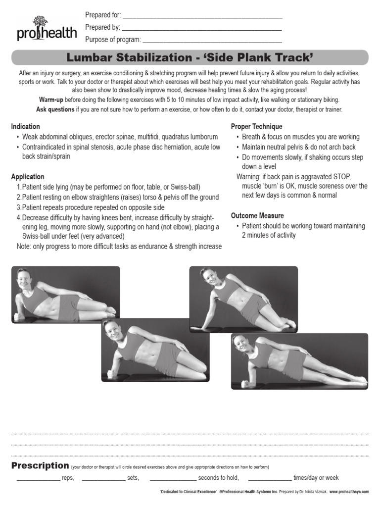 Stabilization Side Plank Track Lumbar SI | Download Free PDF | Back Pain | Clinical Medicine