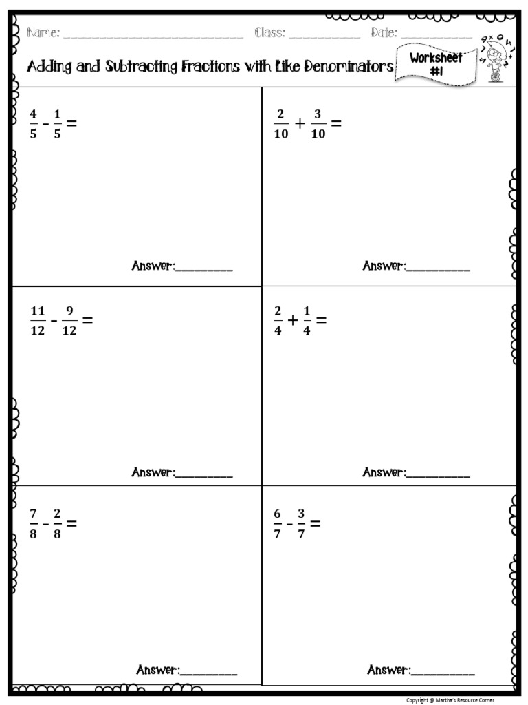 Add and Subtract Fractions With Like Denominators | Download Free PDF | Arithmetic ...