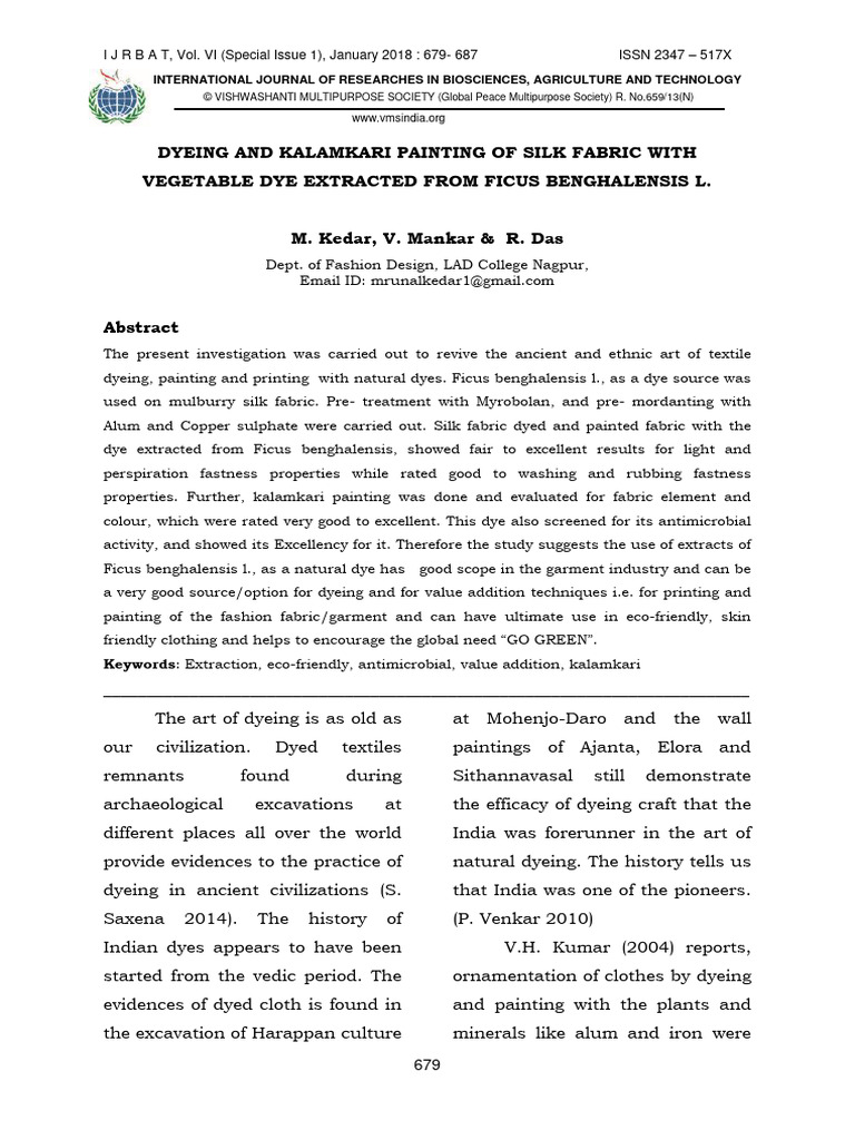 M. Kedar, V. Mankar & R. Das | PDF | Dyeing | Textiles