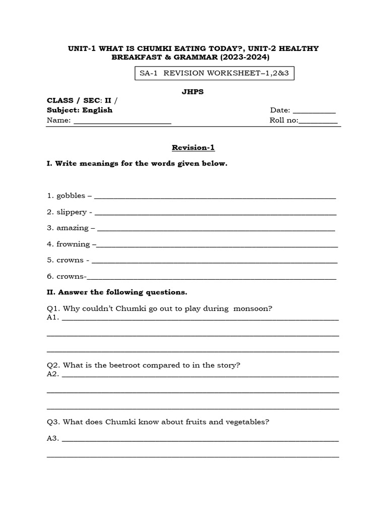 Revision Worksheet 1, 2 & 3 | PDF | Linguistic Typology | Language Families