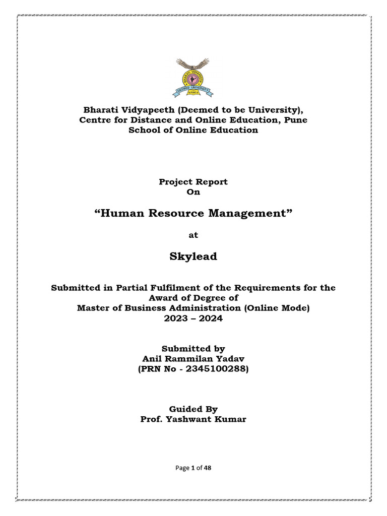 Human Resource Management Project Report | PDF | Human Resource Management | Performance Appraisal