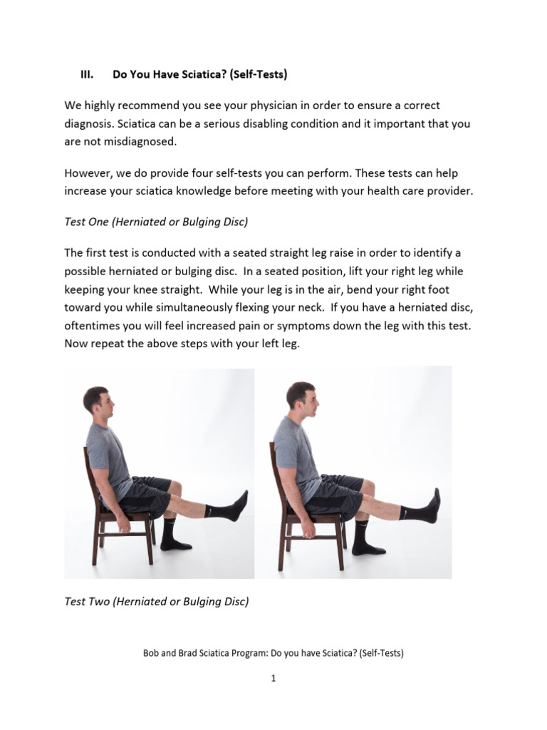 Sciatica Self-Tests: Identify Symptoms | PDF | Nervous System ...