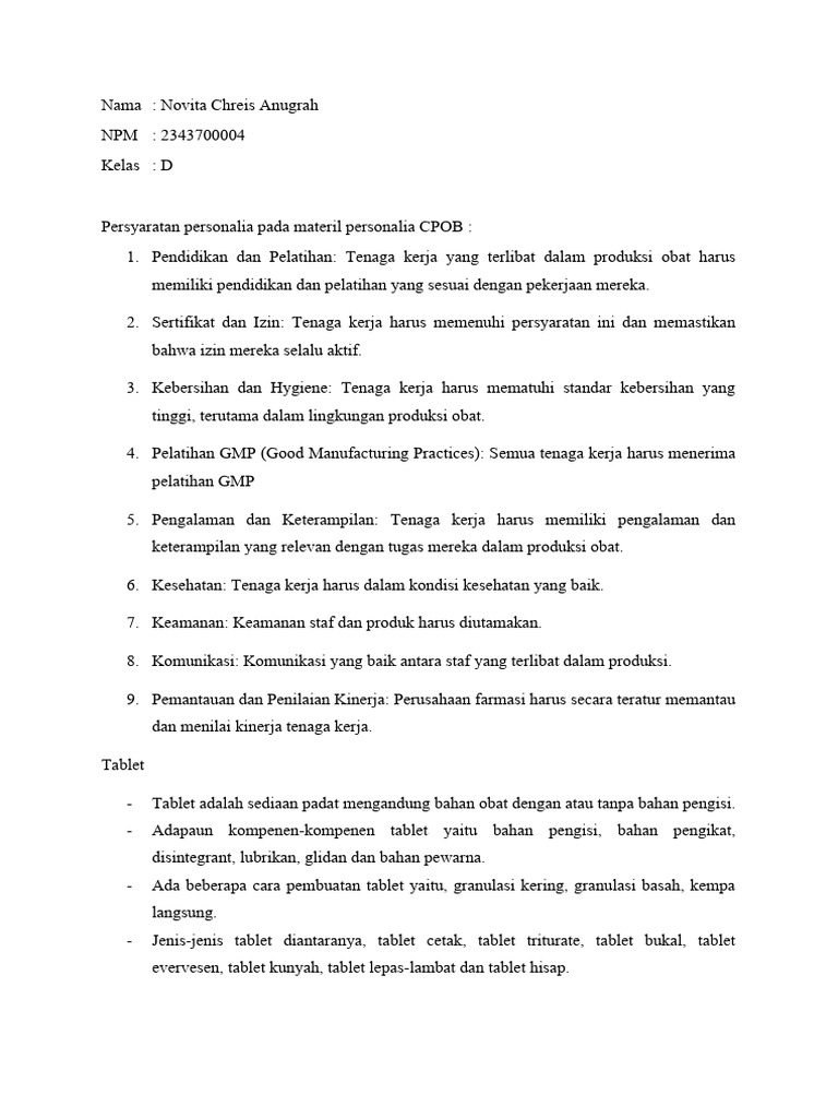 Tugas CPOB Vita | PDF