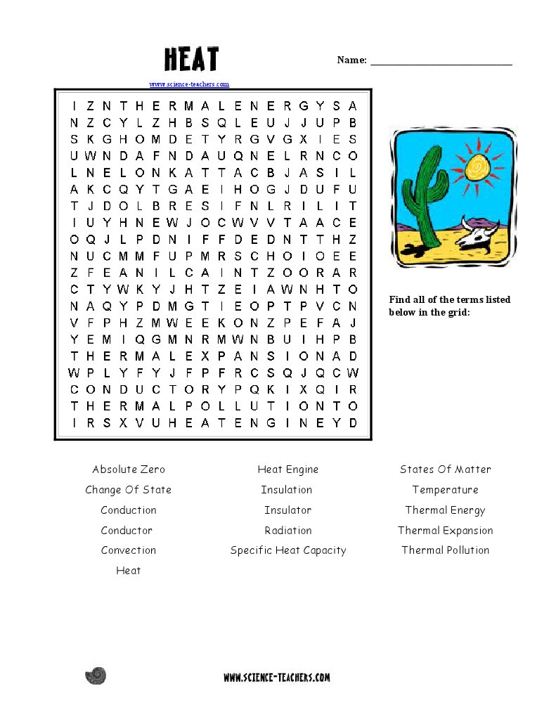 Heat Word Search | PDF | Science & Mathematics | Technology & Engineering