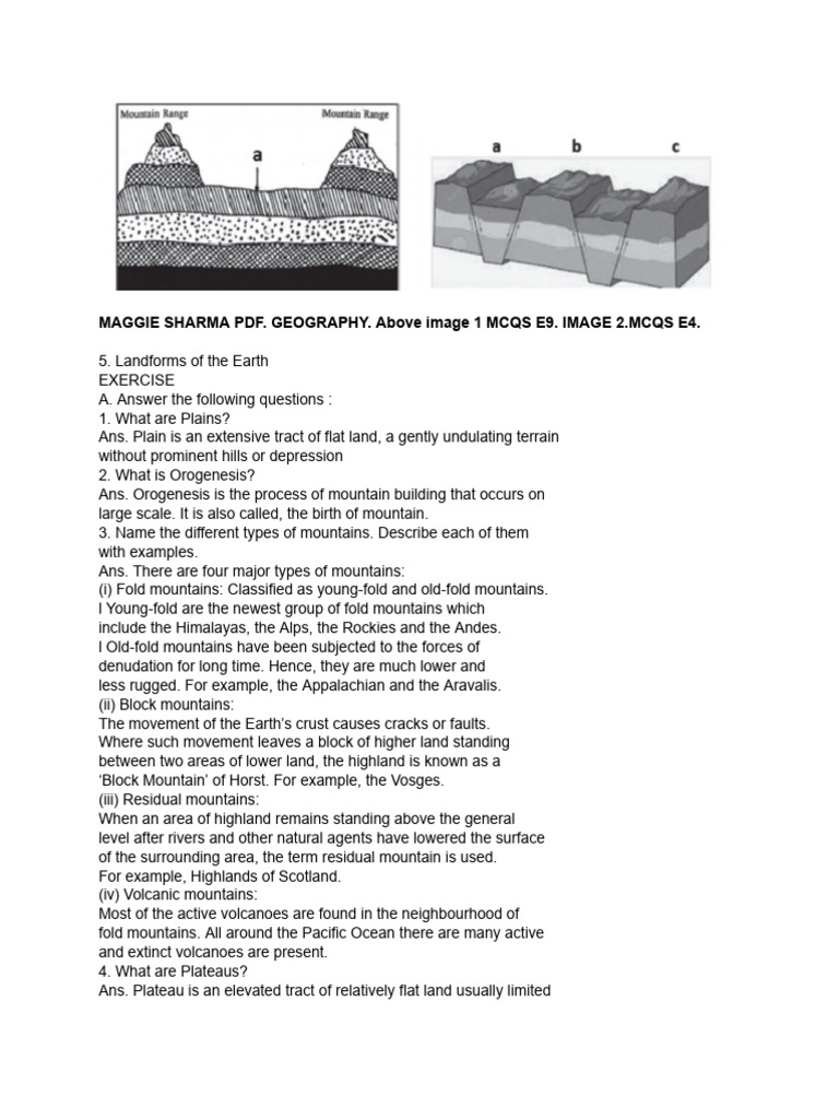 Characteristics of Mountains and Plateaus | PDF | Plateau | Mountains