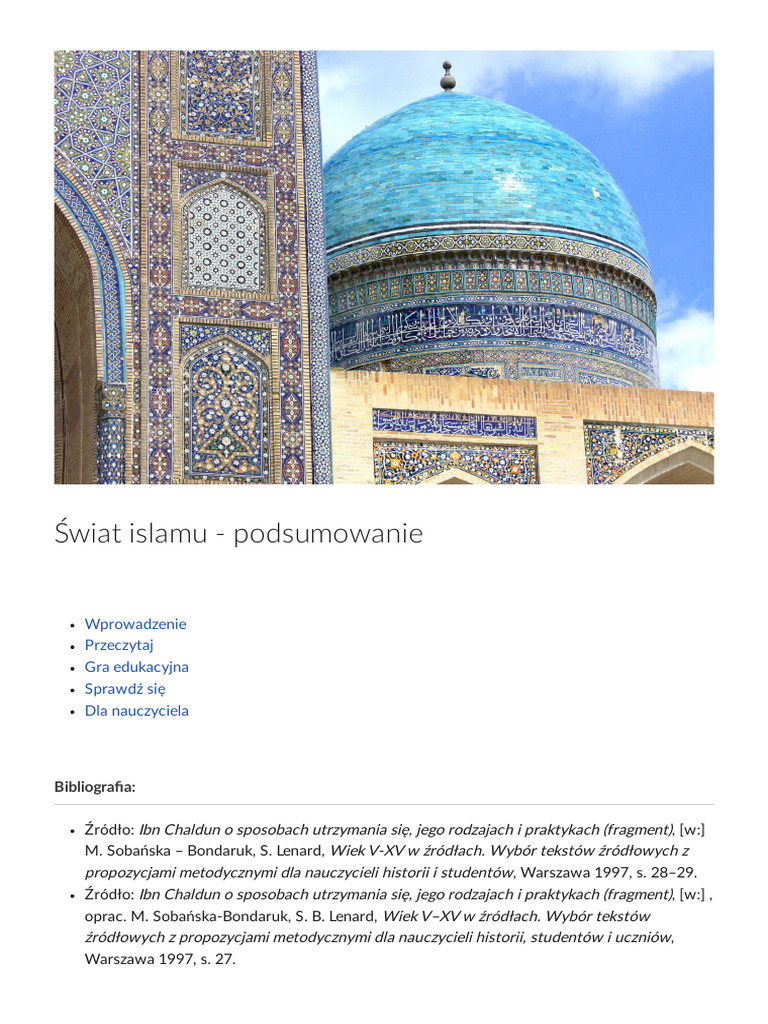 Swiat Islamu Podsumowanie | PDF