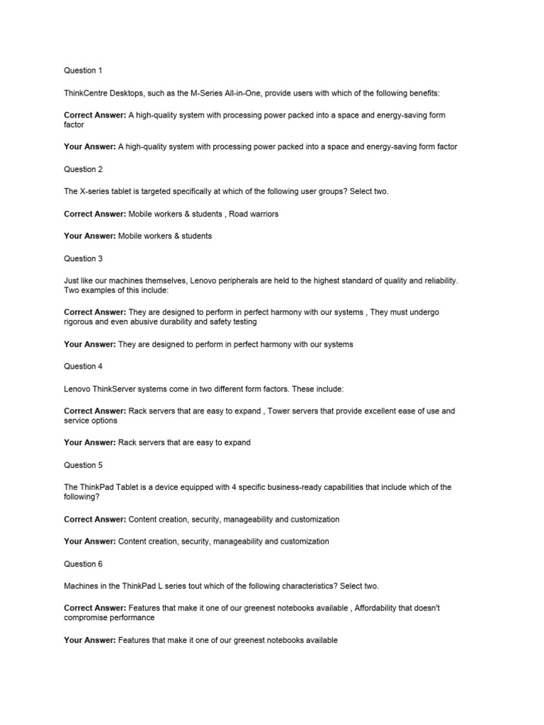 An Introduction To Lenovo Products and Offerings For Business (OPSW101 ...