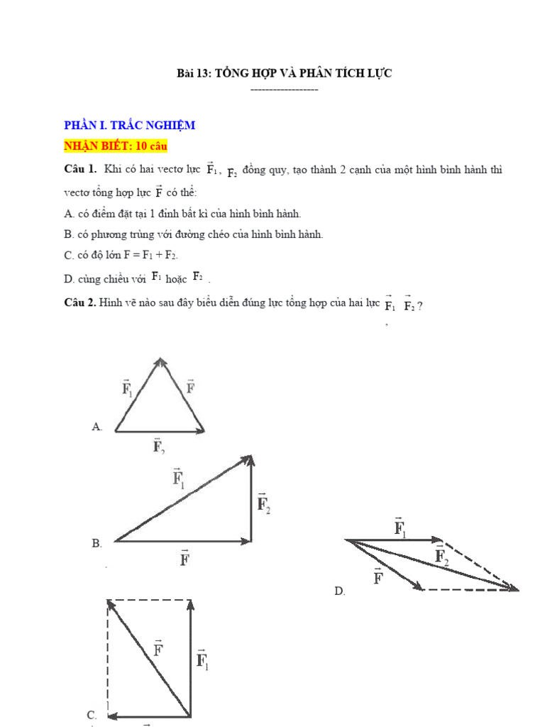 Bài 13. TONG HOP LUC VA PHAN TICH LUC | PDF