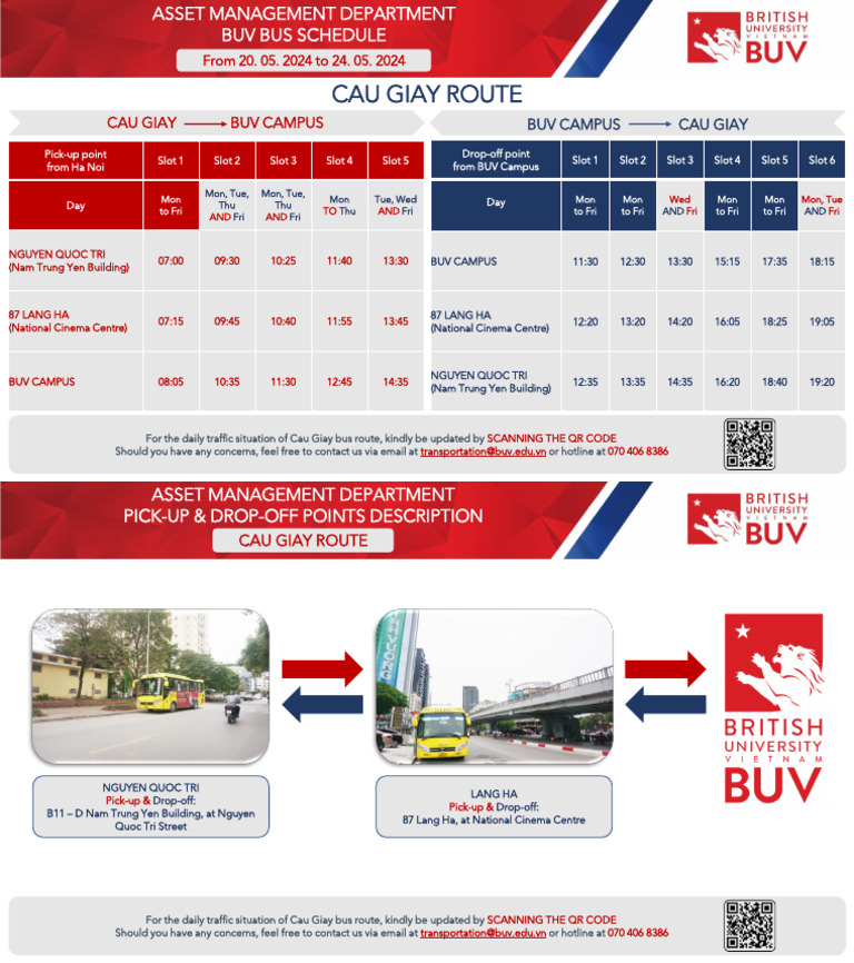 BUV Campus Bus Schedule Details | PDF