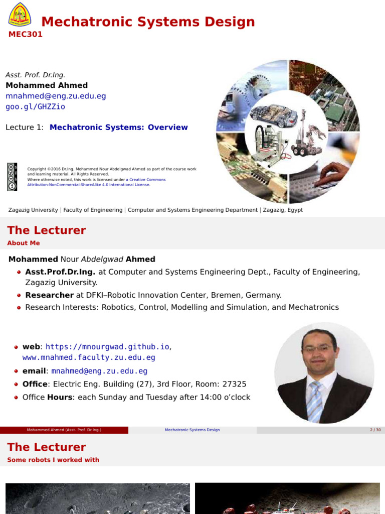 MEC301 Mechatronics Systems Design L01 | Download Free PDF | Mechatronics | Car