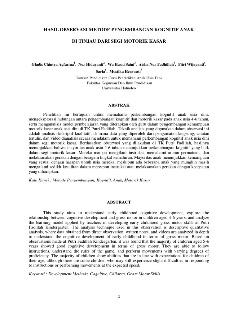 Artikel Metode Pengembangan Kognitif Anak | PDF