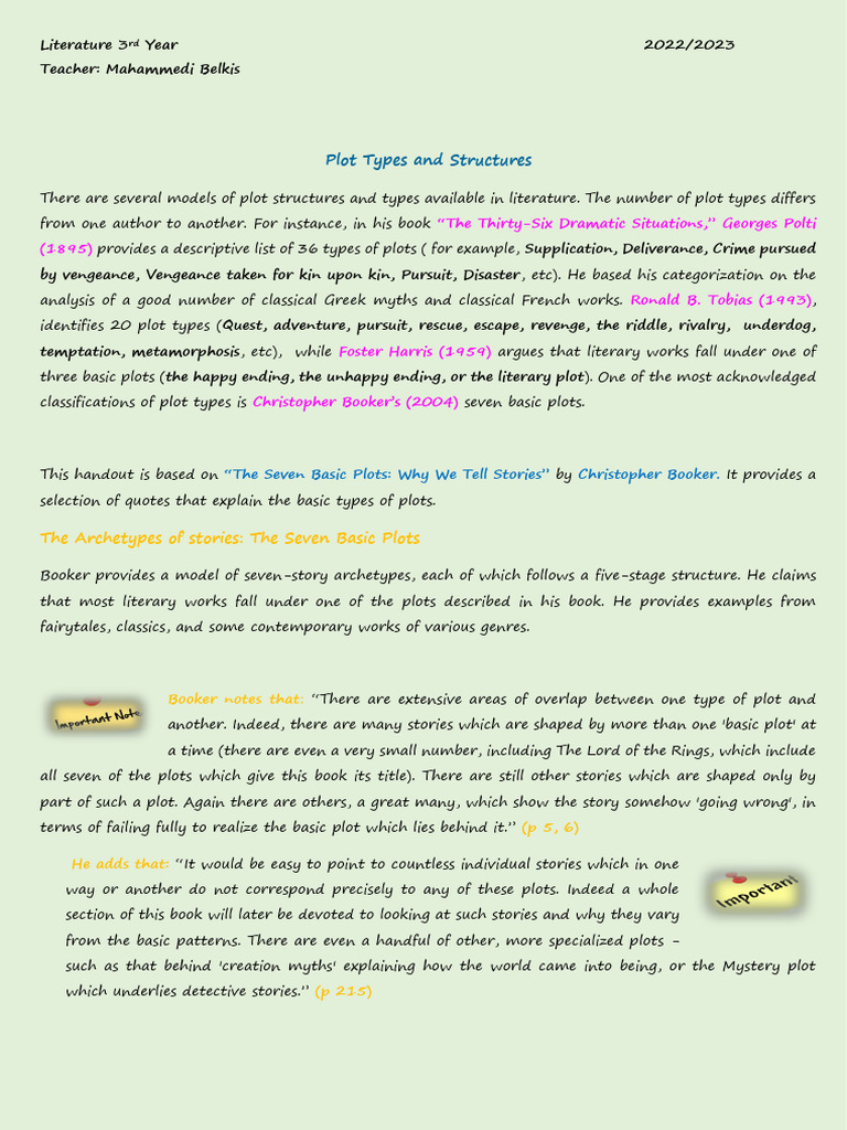 Seven Basic Plot Structures Guide | PDF