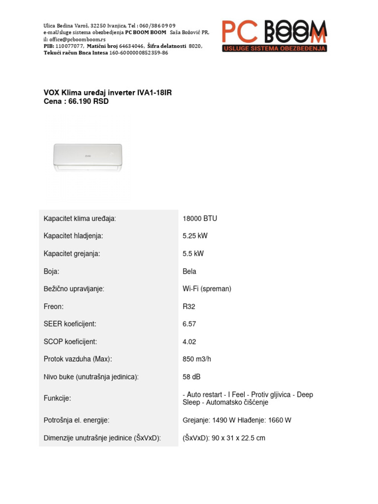 Ponuda Klime 18 Btu | PDF