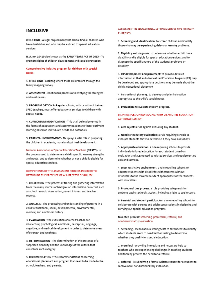 INCLUSIVE education | PDF | Individualized Education Program | Attention Deficit Hyperactivity ...