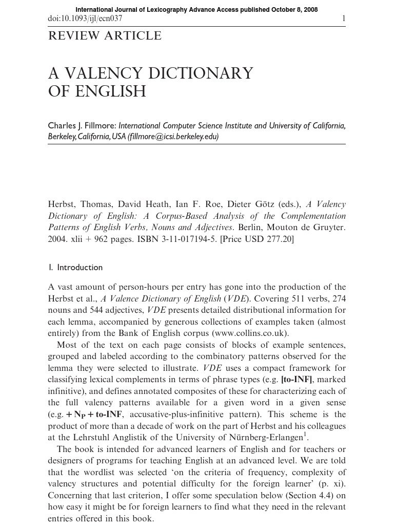 Valency Dictionary 09 | PDF | Phrase | Verb