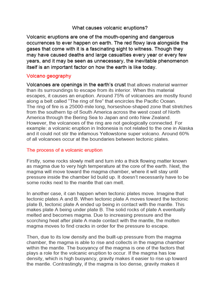 What Causes Volcanic Eruptions | PDF | Volcano | Magma