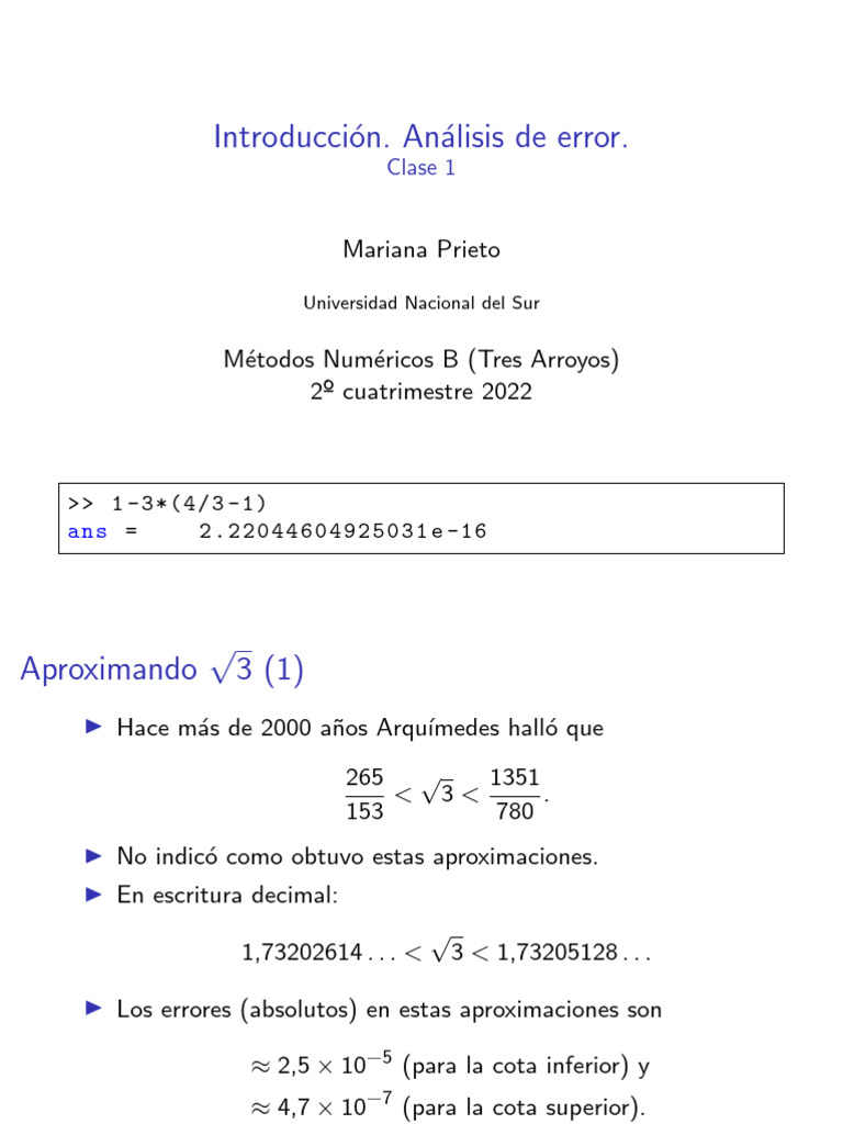 Análisis de Error | PDF | Análisis numérico | Raíz cuadrada