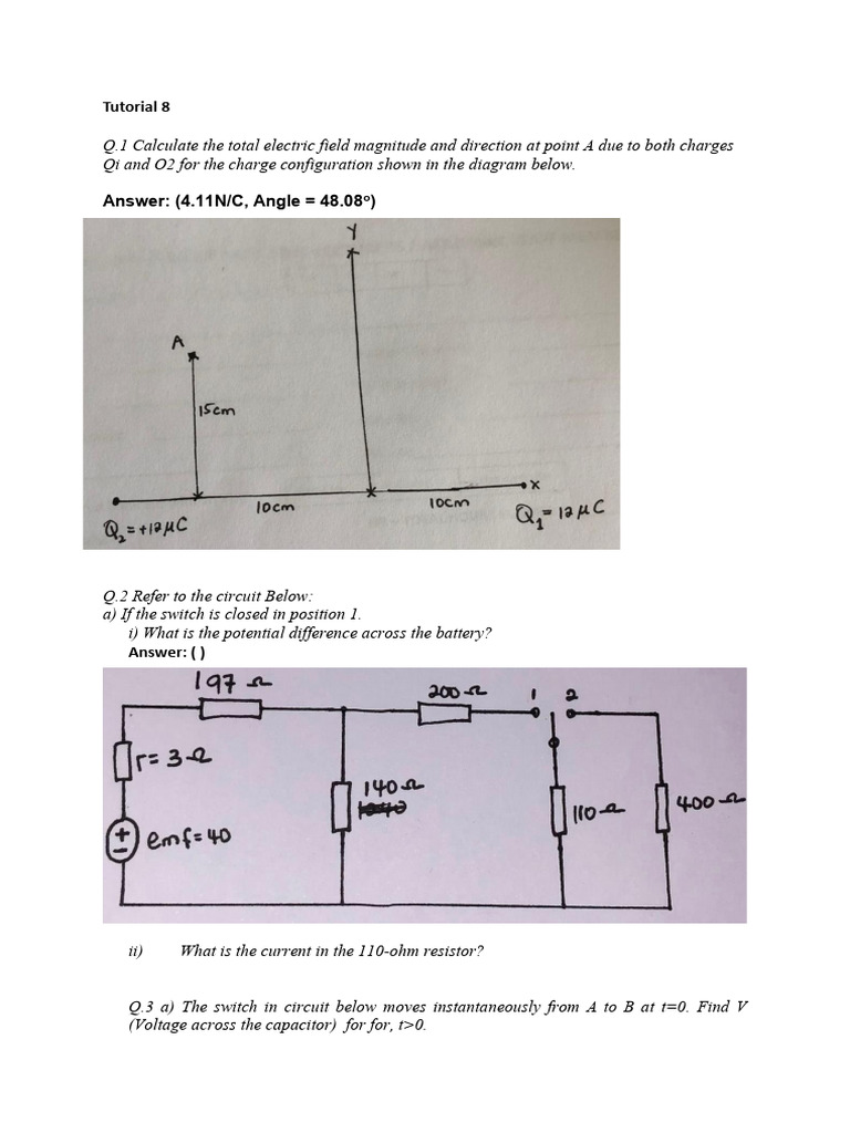 Electric Field and Circuit Analysis Tutorial | PDF