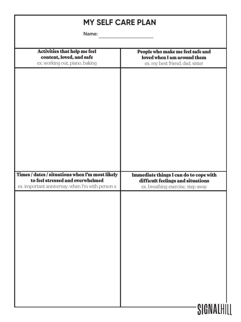 My Personal Self-Care Plan Guide | PDF | Self-Improvement
