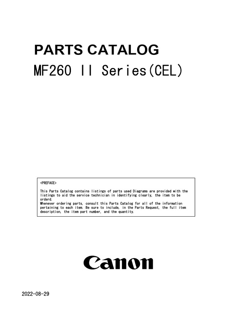 MF260 II Series - Partscatalog - CEL - E | PDF | Screw | Manufactured Goods