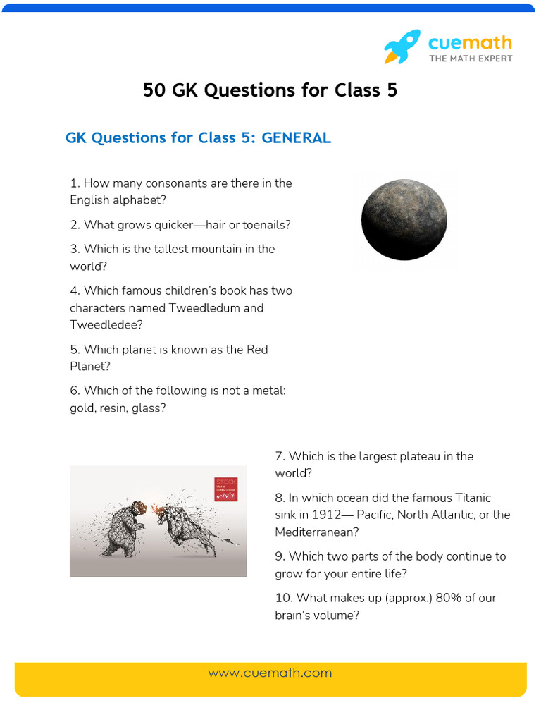File 50 GK Questions For Class 5 1611739736 | PDF | Numbers | Mathematics