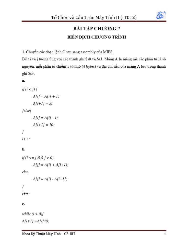 IT012 - Bai Tap Chuong 7 | PDF
