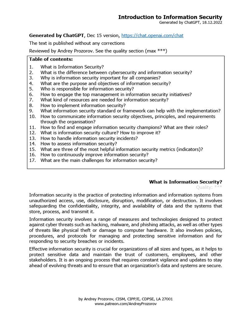 Introduction To Information Security Pdf Security Computer Security