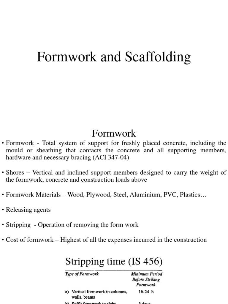 Formwork and Scaffolding | PDF | Concrete | Scaffolding