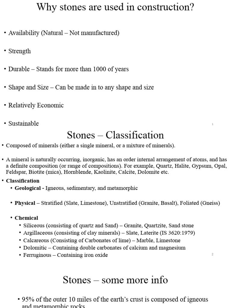 1. Stones - Part 2 | PDF | Minerals | Limestone