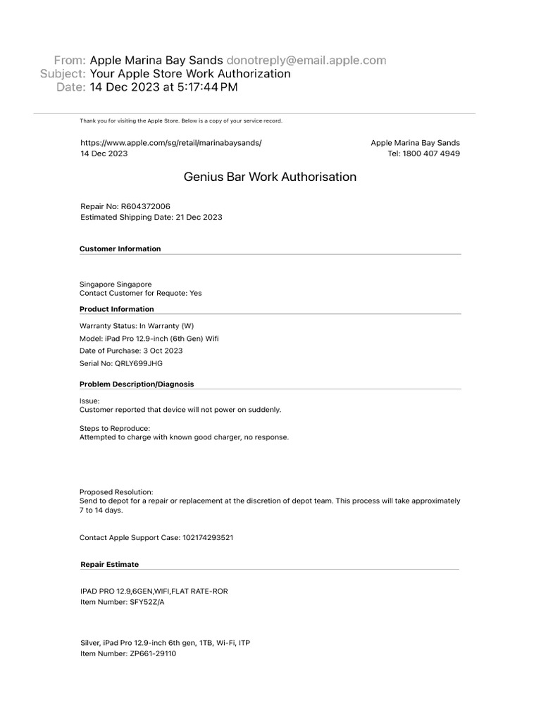 SG Service Document | PDF